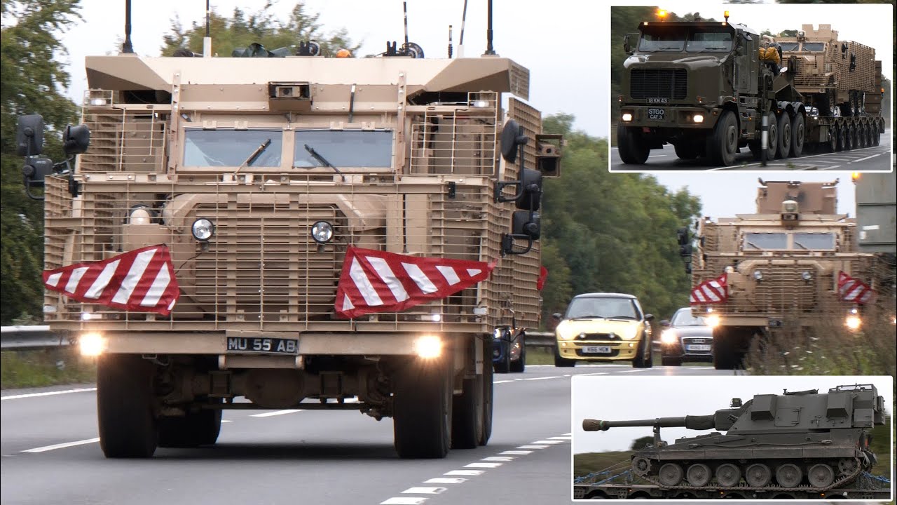 British Army convoys of heavily protected trucks and howitzers 🪖 🇬🇧 ...