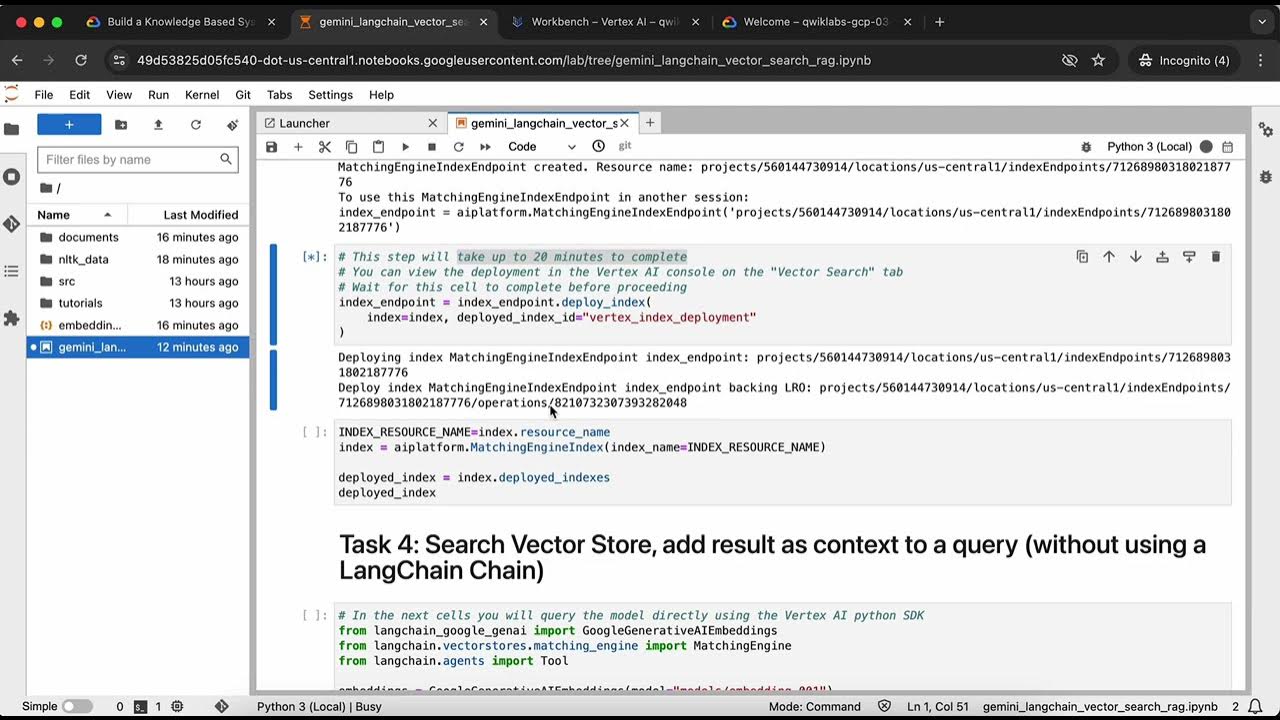 Build a Knowledge Based System with Vertex AI Vector Search, LangChain and Gemini | GSP1235 ...