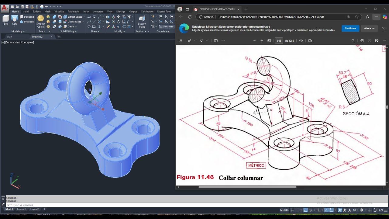 Collar columnar en AutoCAD 2020 NIVEL MEDIO - YouTube