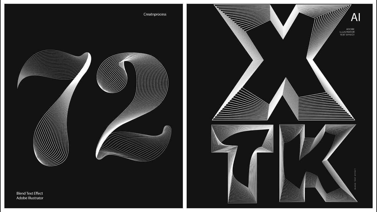 Blend Text Effect In Adobe Illustrator Blend Tool Replace Spline And Scissor Tool Graphic