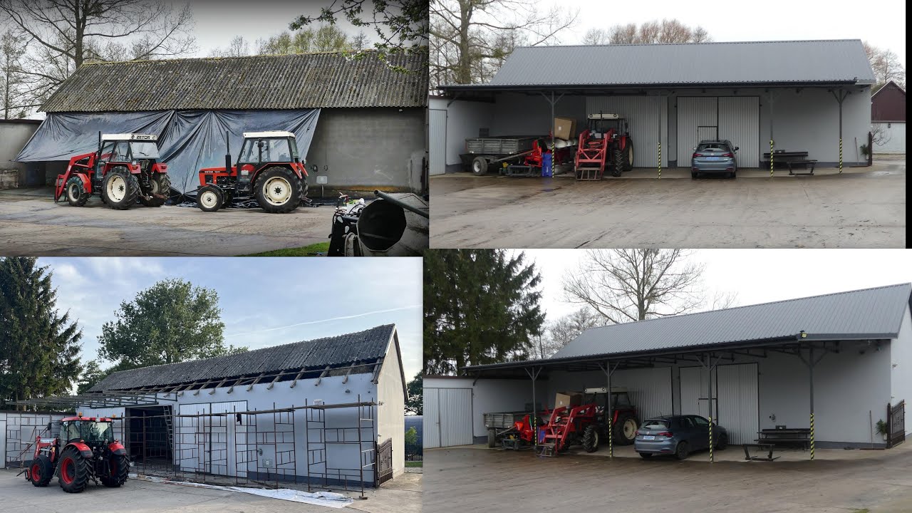 ||Zmiana dachu na stodole i dobudowa wiaty 18m x 4,5m || 225m2 ...