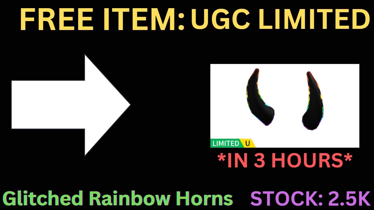 [2.5K STOCK] HOW TO GET Rainbow Glitched Horns IN ROBLOX. [FREE UGC ...