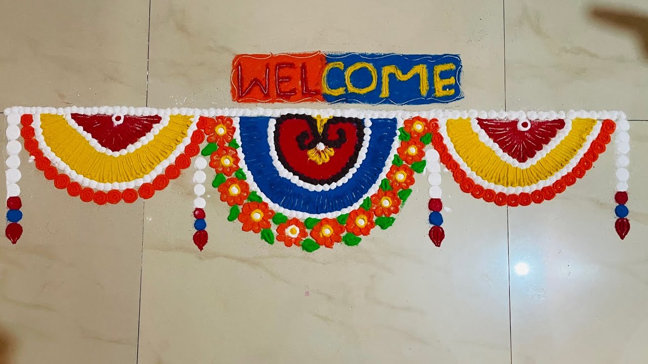 Toran Rangoli Designs || Welcome Rangoli Designs 2021 - YouTube