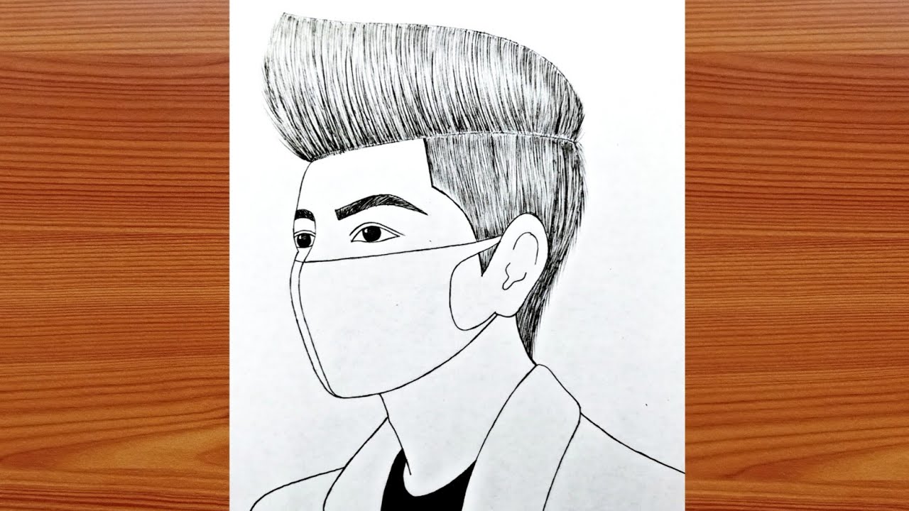 How to draw a Handsome Boy with Mask Step by Step | A Handsome boy ...