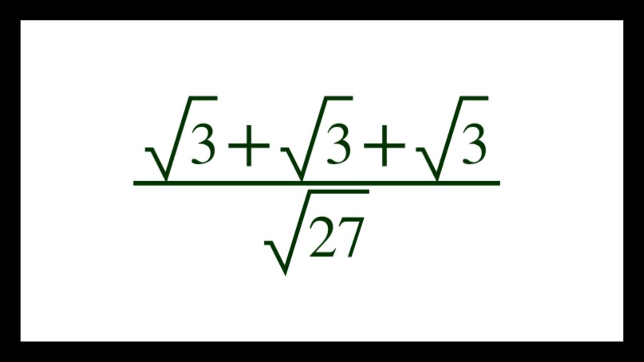 Nice Square Roots Math Fraction • Math Olympiad Fraction - YouTube