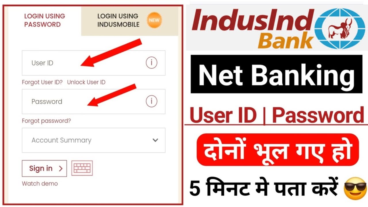 Indusind Bank net banking user id password forgot | Indusind internet ...