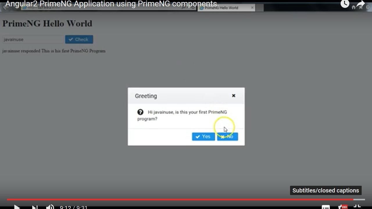Angular2 Primeng Application Using Primeng Components Youtube