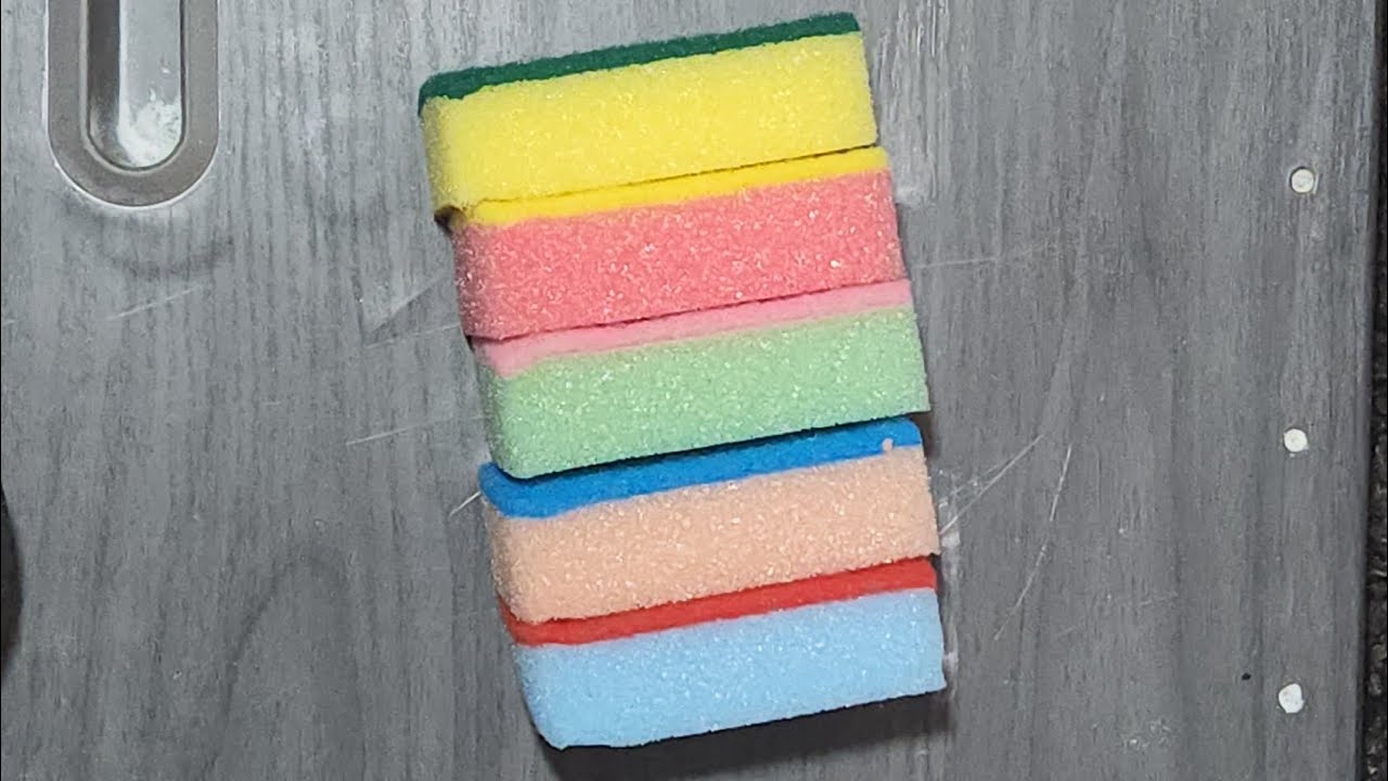 ASMR Bulk Dry Kitchen Sponge Ripping x5 - YouTube