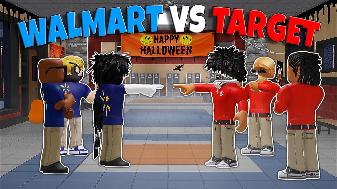 WALMART VS TARGET IN ROBLOX FIGHT IN A SCHOOL - YouTube