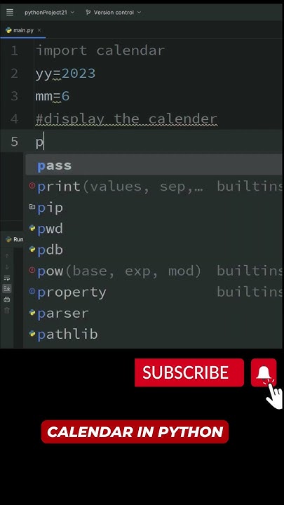 Display calendar in python - YouTube