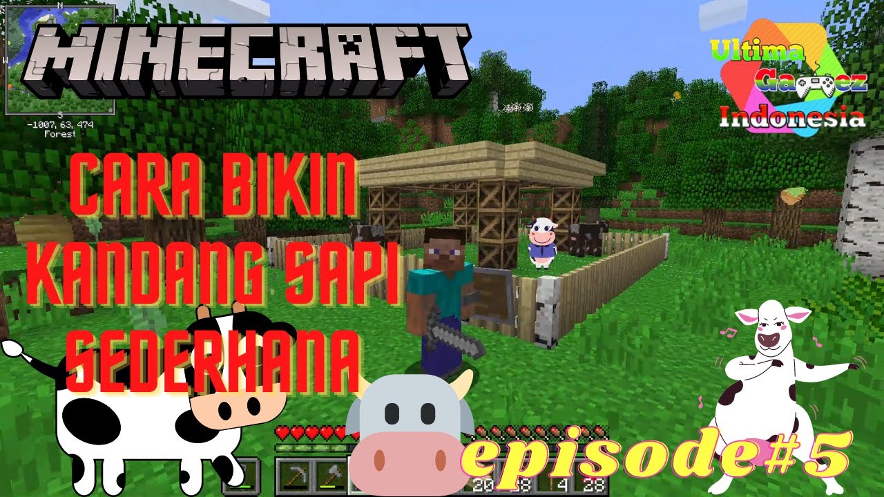 cara bikin kandang sapi sederhana #5 | Minecraft mod indonesia - YouTube