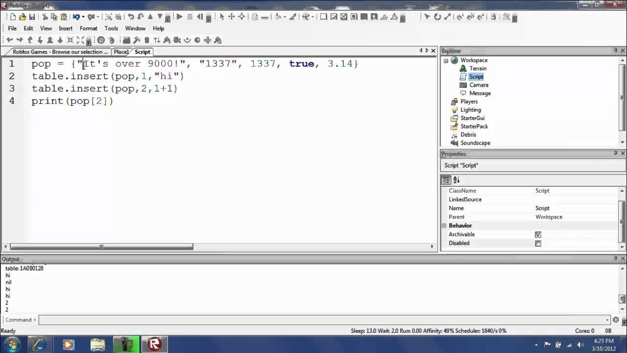 Roblox Scripting Tutorial Part 13- Tables, at last! - YouTube
