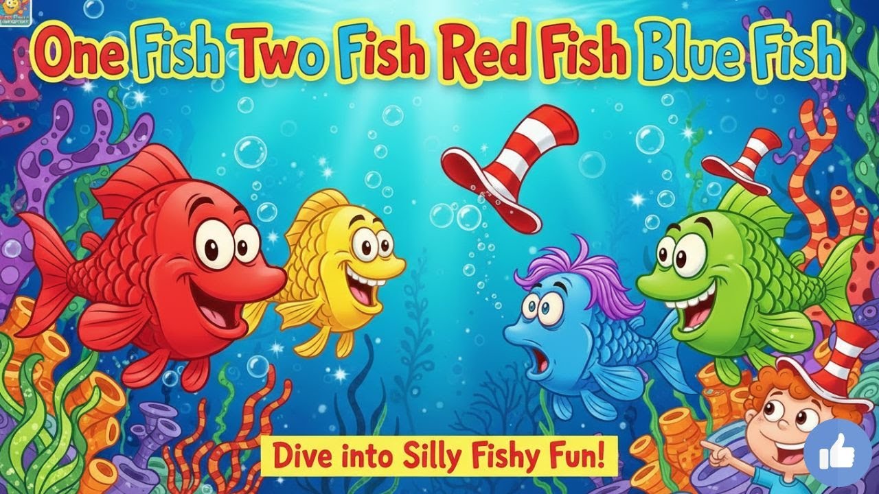 One Fish Two Fish Red Fish Blue Fish | Fun & Silly Kids Poem | Kids ...