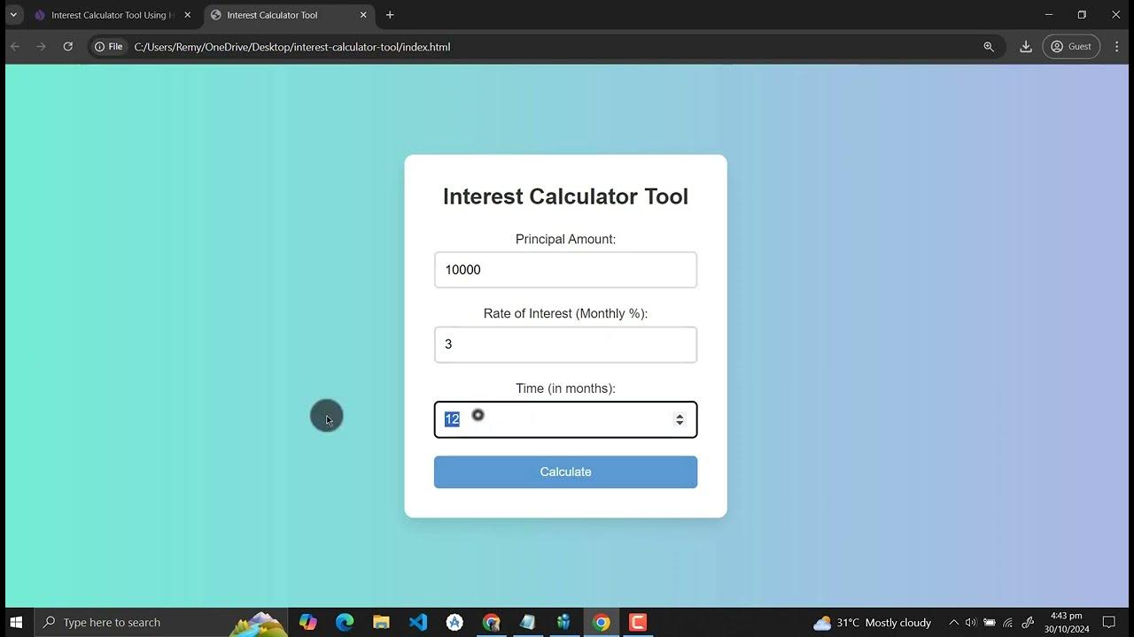 Interest Calculator Tool Using HTML, CSS and JavaScript with Source Code - YouTube