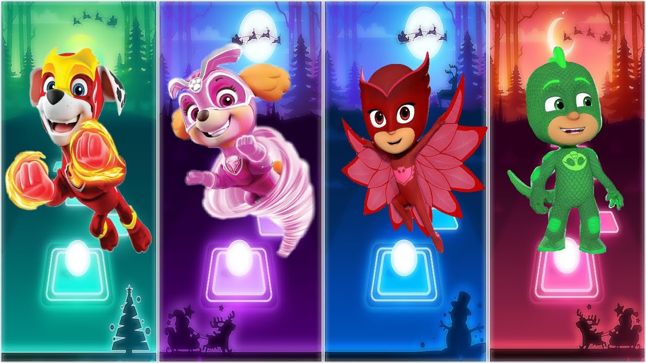 Paw Patrol Mighty Pups Team Super Marshall 🆚 Super Skye 🆚 Super Owlette ...