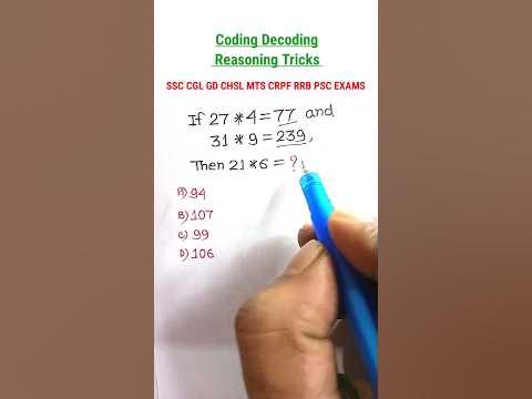 Coding Decoding | Coding Decoding Reasoning Tricks| Reasoning for SSC GD CHSL MTS WBPSC |#shorts ...
