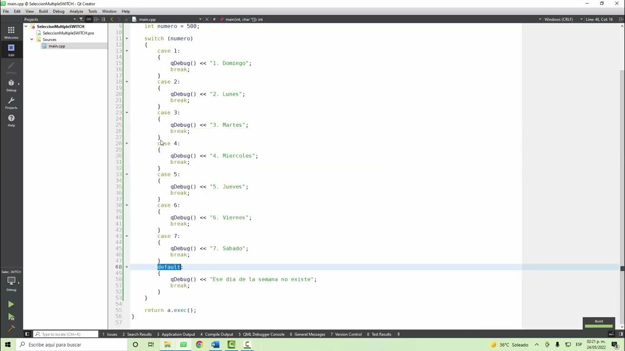 Tutorial Qt Creator - 007 - Selección múltiple con SWITCH - YouTube