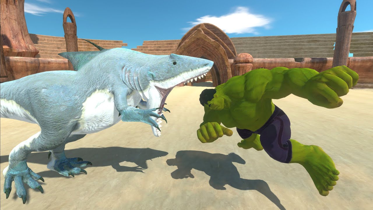KING SHARK VS HULK WHO WILL WIN AT THE ARENA - Animal Revolt Battle ...