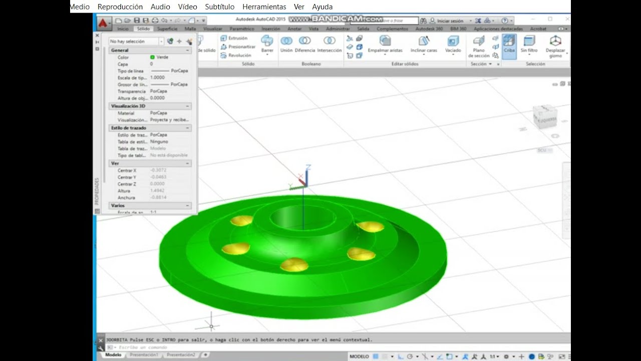 AutoCAD: revolución y matriz polar espacial - YouTube