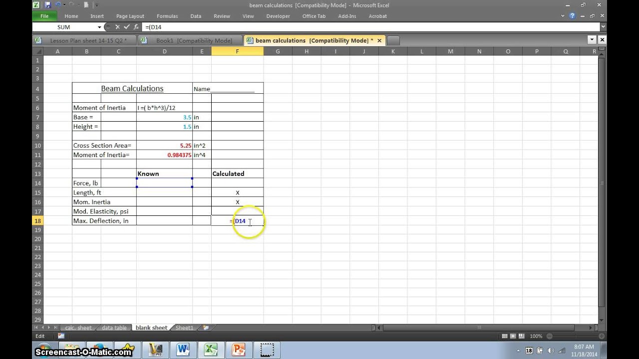 Engineering statics spreadsheet instructions - YouTube