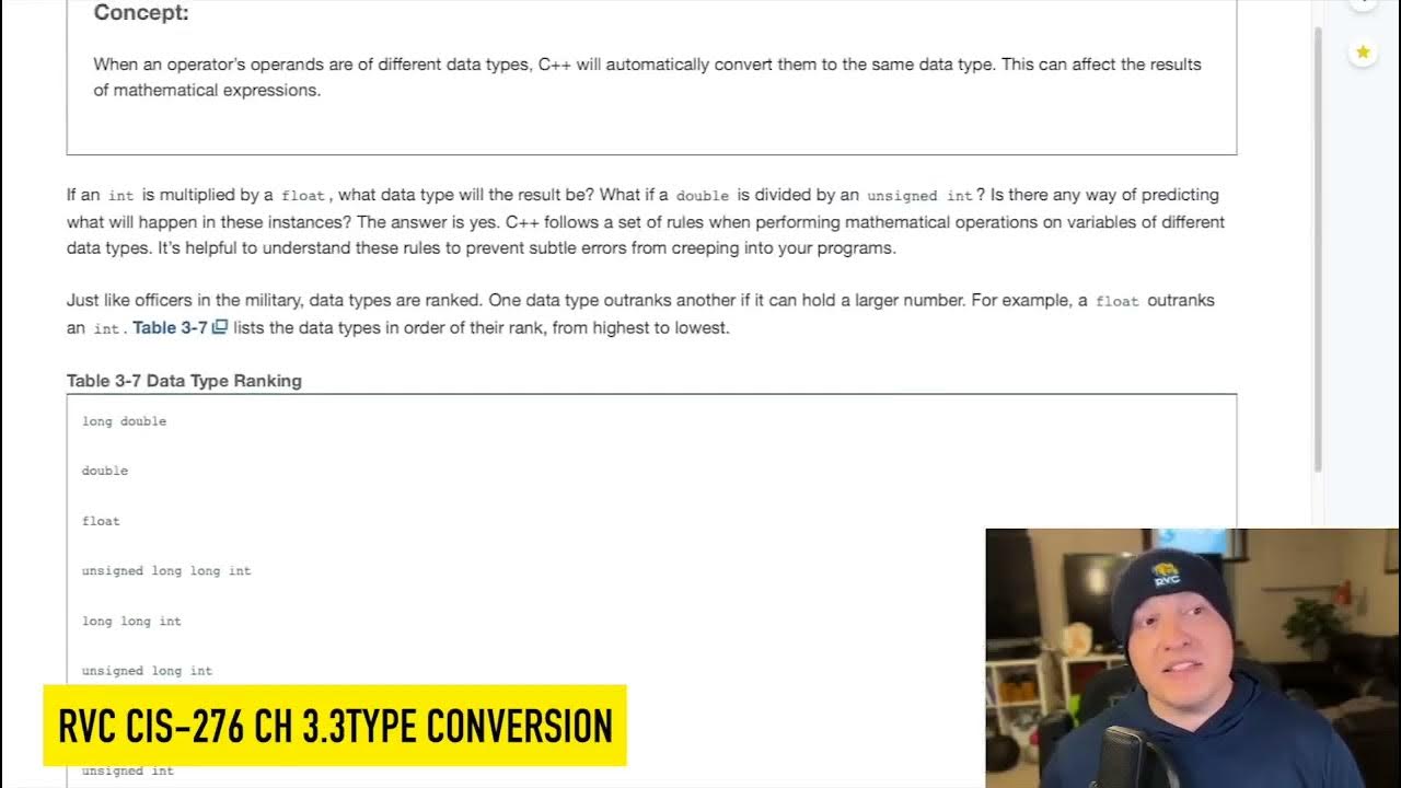 CIS 276 Ch 3 3 Type Conversion - YouTube