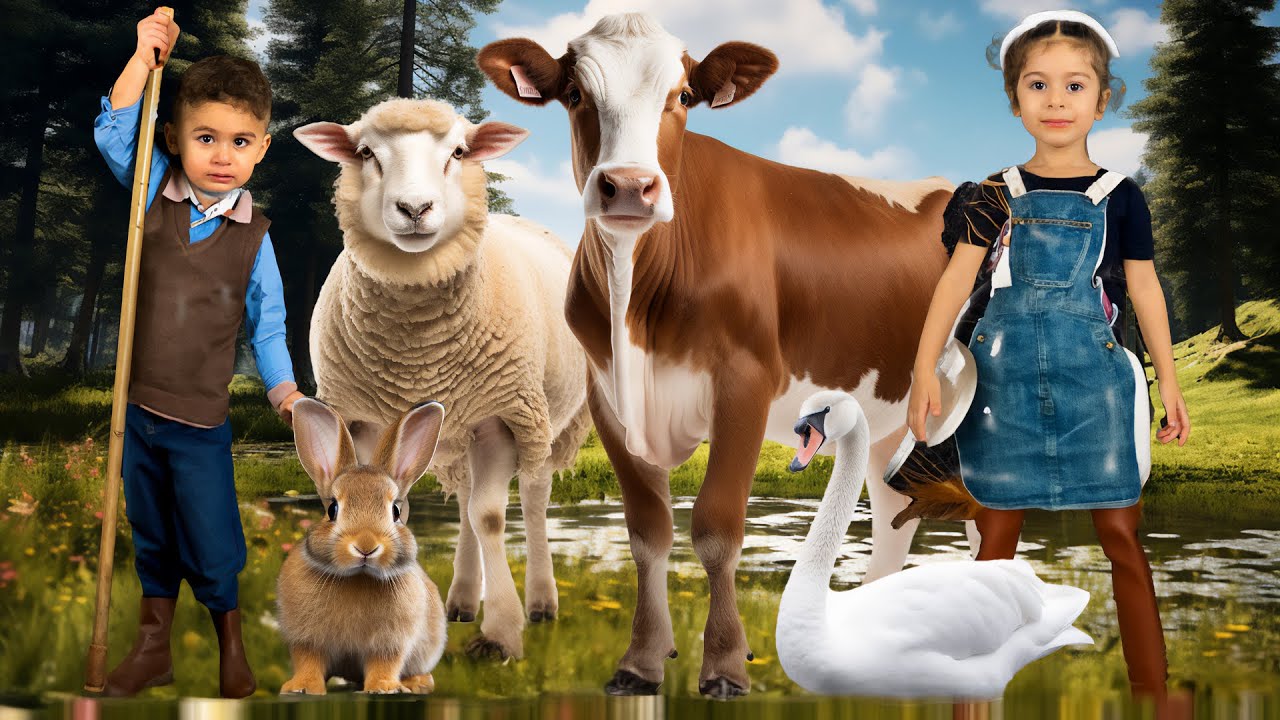 Neva and Nali's Fun Day Feeding Farm Animals - YouTube