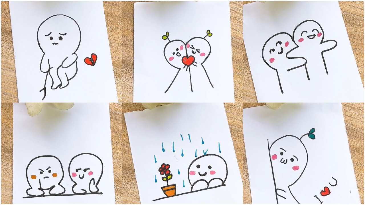 How To Draw Cute Stickers || Simple Stickers Drawing #sanamchz - YouTube