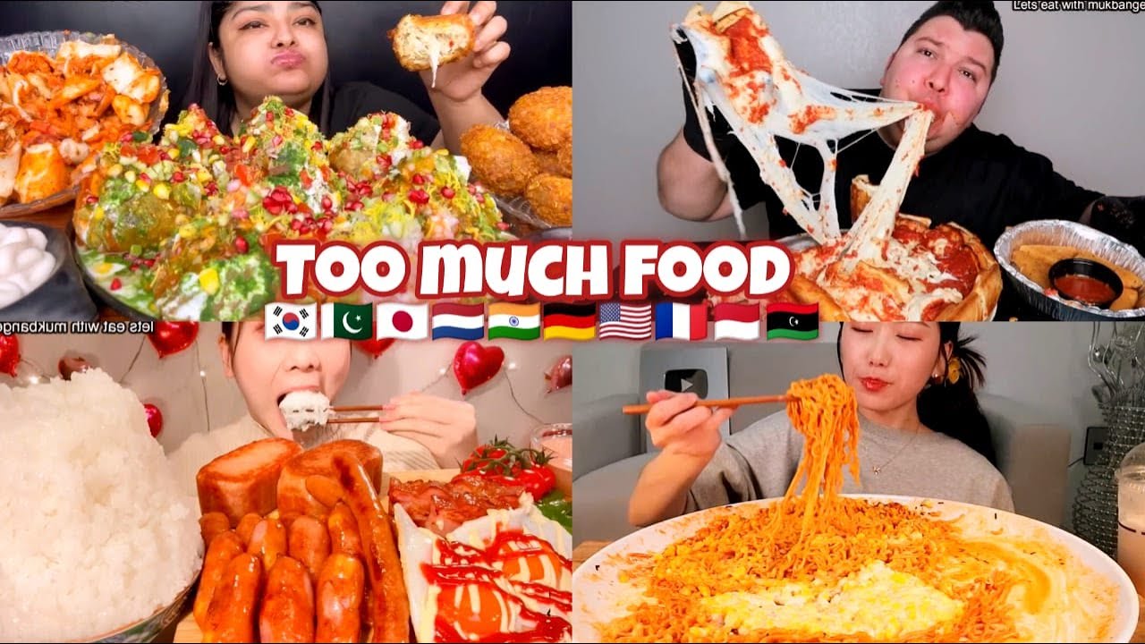 MUKBANGERS AROUND THE WORLD EATING TOO MUCH FOOD🤯😱| ASMR Compilation | Lets eat with mukbangers ...