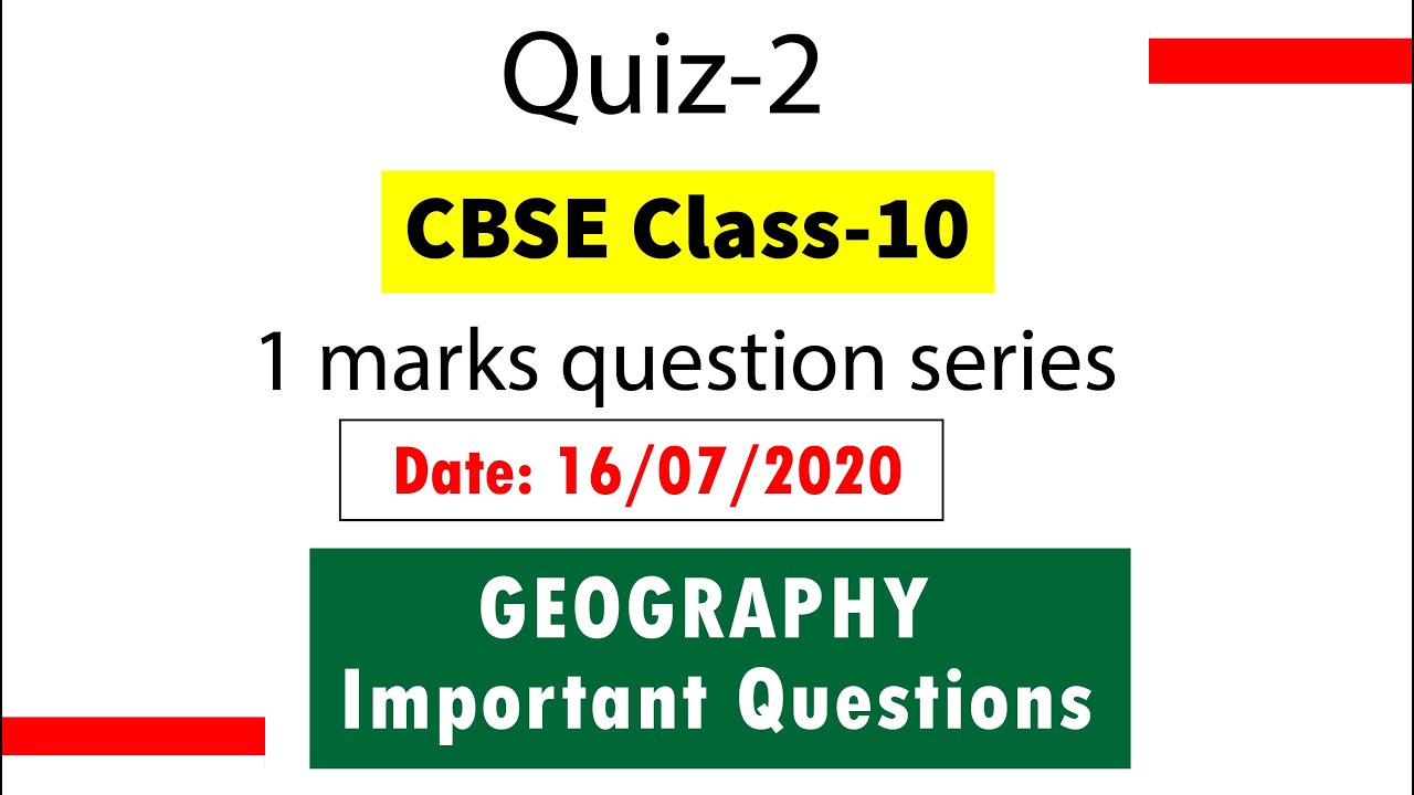 Quiz-2 |16 july | 1 marks questions class 10 - YouTube
