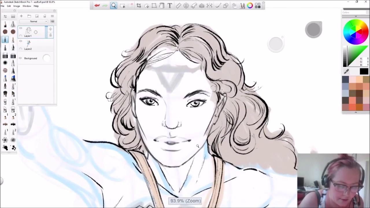 Inking Wonder Woman in Sketchbook Pro 7 - YouTube