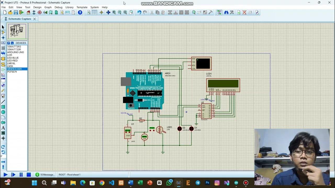 Simulasi proteus sensor suhu dan sensor cahaya(LDR) arduino uno dengan 2 indikator LED - YouTube