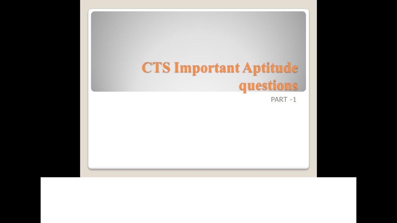 CTS Important Repeated Aptitude Questions|PART-1 - YouTube