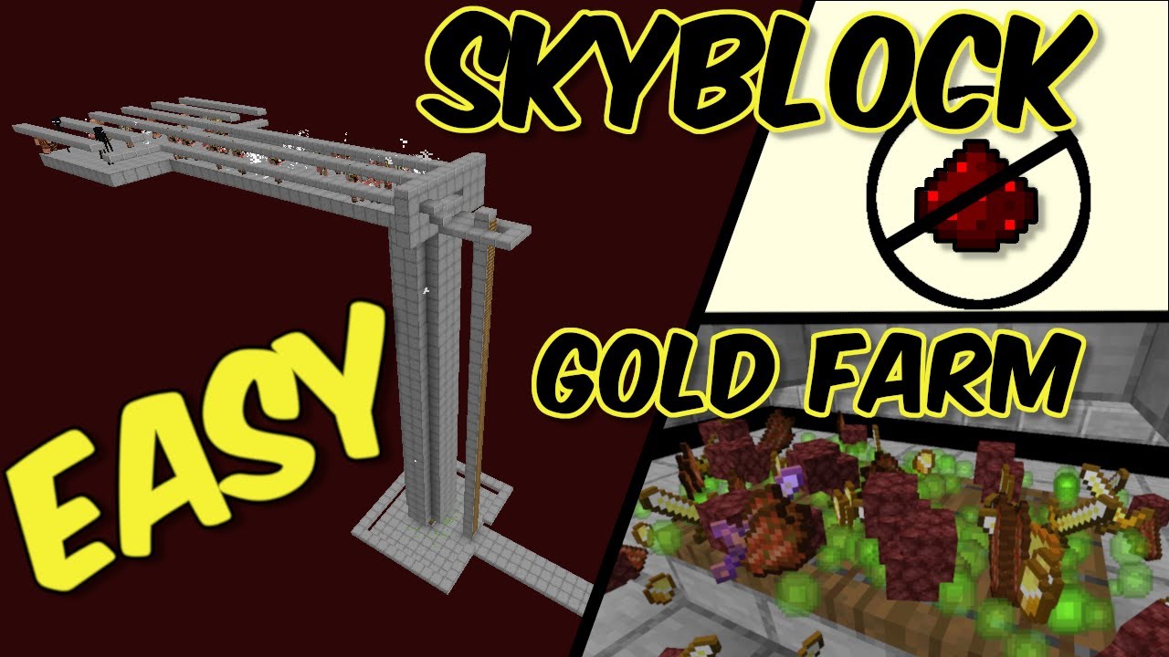 How To Build The EASIEST GOLD FARM in Minecraft Skyblock No Redstone! 1 ...
