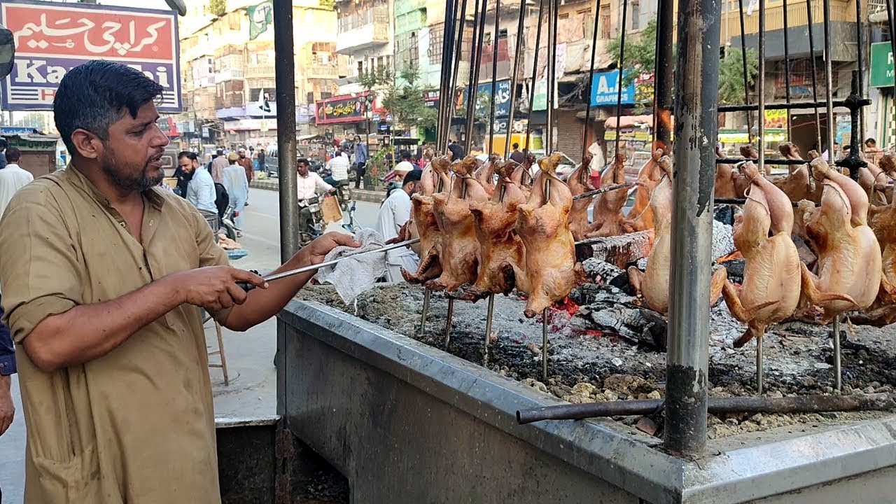 FULL CHICKEN ROAST | Chicken Sajji Making - Pakistan Street Food ...
