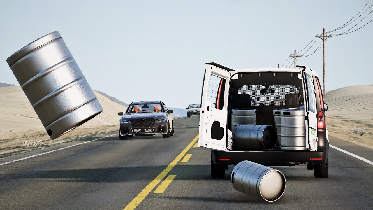 BeamNG Drive - Dangerous Objects and Car Crashes #1 - YouTube