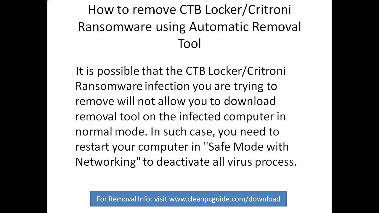 CTB Locker/Critroni Ransomware Removal Guide For Easy CTB Locker ...