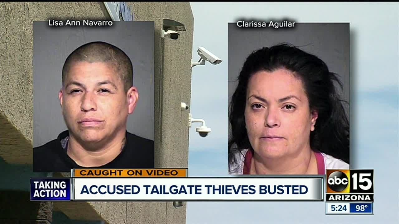 Accused tailgate thieves arrested - YouTube