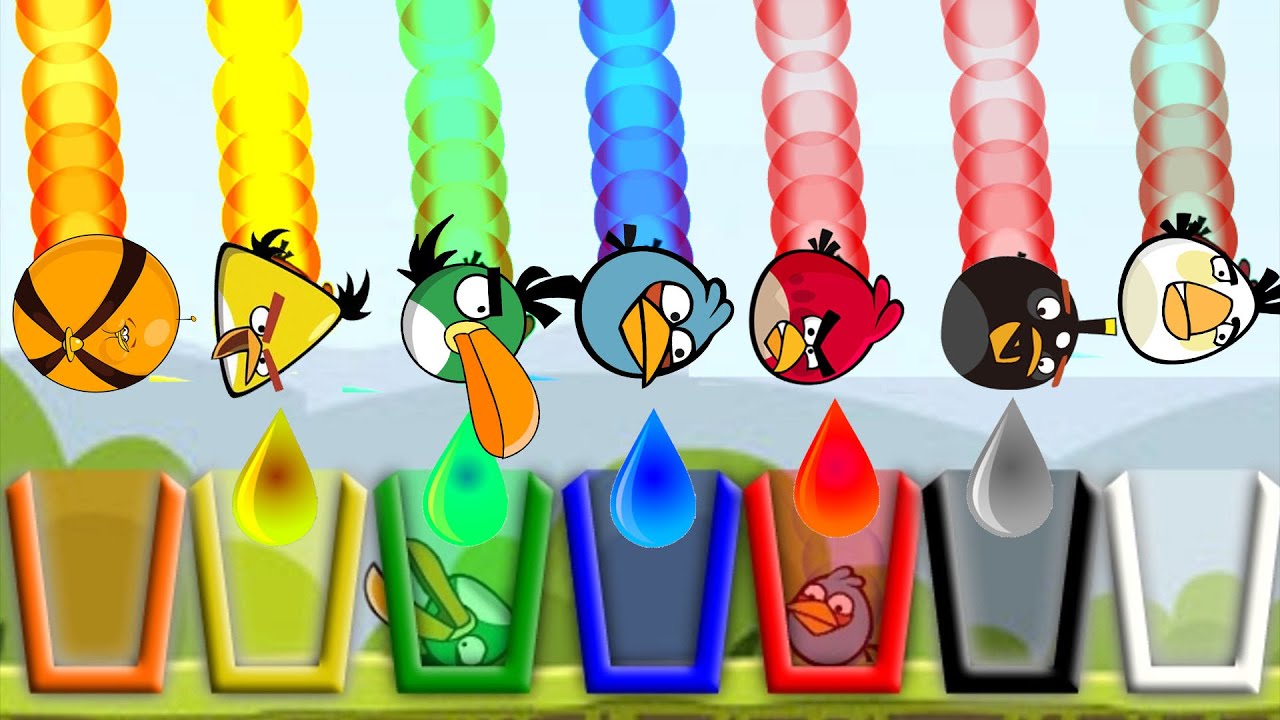 Angry Birds Drink Water 2 - GIVE ALL DIFFERENT COLOR BIRDS RAINBOW ...
