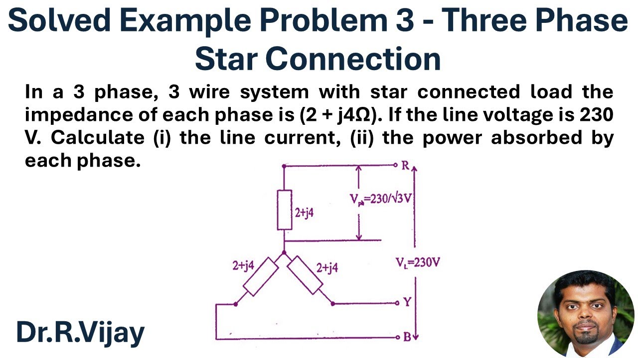 Solved Example Problem 3 - Three Phase Star Connection #bee - YouTube