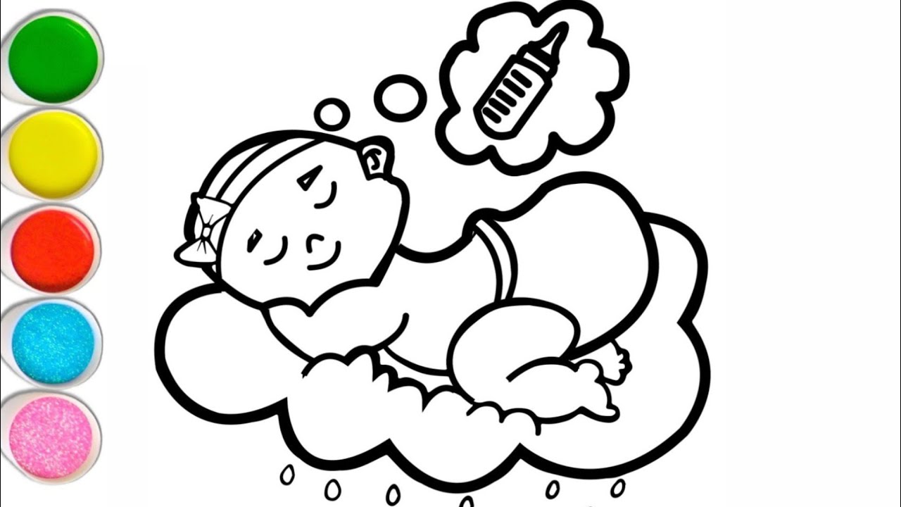 Draw, Color and Paint Sleeping Baby for Kids and Toddlers - Step by ...