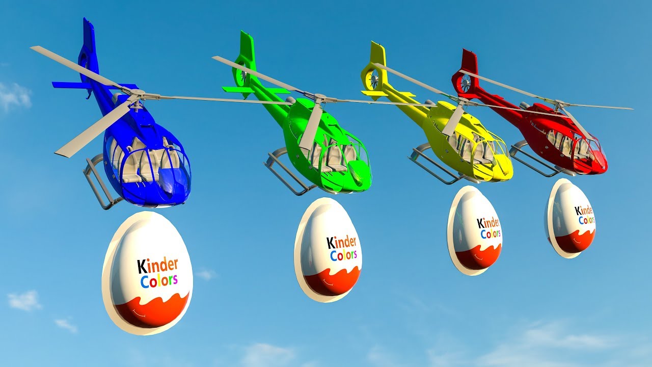 Colors Helicopter Cars With Kinder Toys Street Vehicle - YouTube