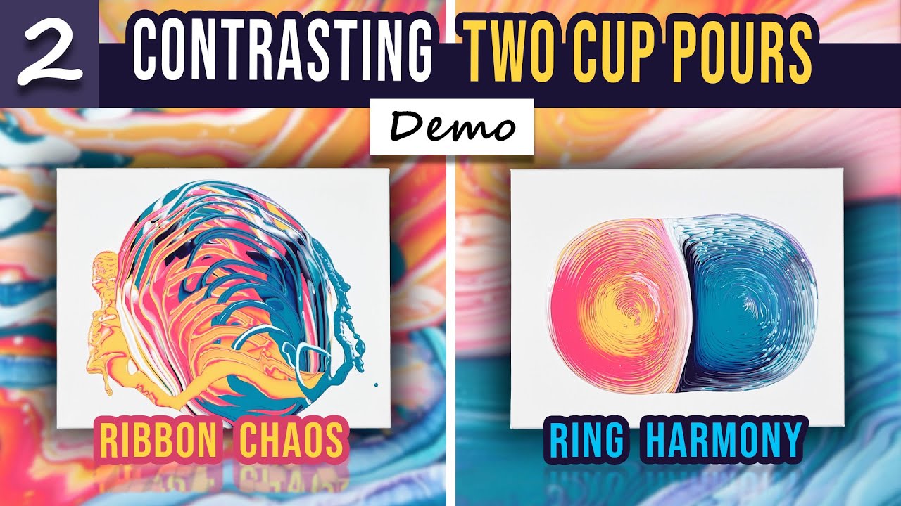 Try not to get Dizzy! Two Cup Ribbon & Tree Ring Acrylic Pouring | Fun Fluid Art Ideas - YouTube