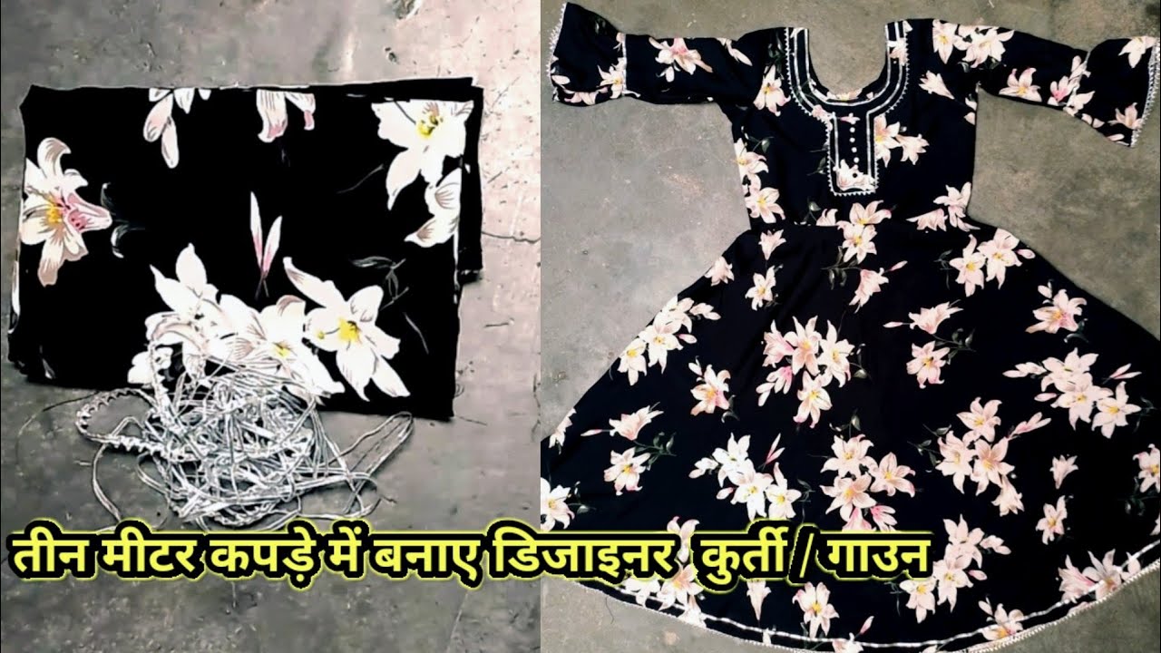 Umbrella cut kurti/frock/gaun cutting and stitching /designer dress ...