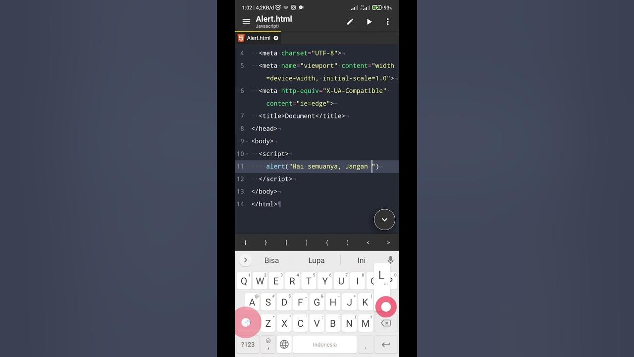 Cara bikin Alert dengan HTML & Javascript di Hp #shorts #feedshorts ...