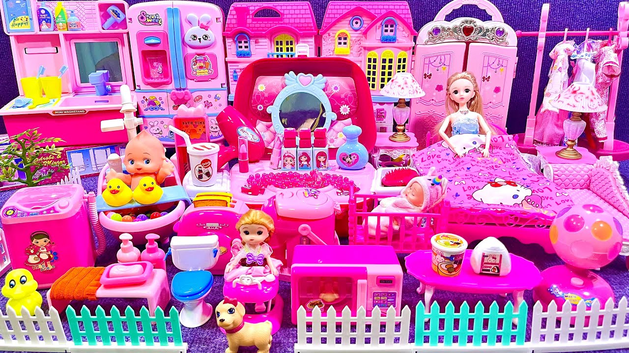 17 Minutes Satisfying with Unboxing Pink Princess House Toy Set ASMR ...