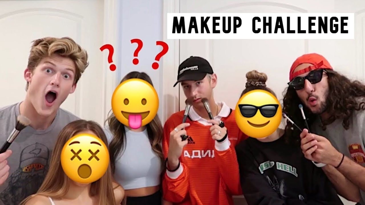 BOYS DO OUR MAKEUP CHALLENGE - YouTube