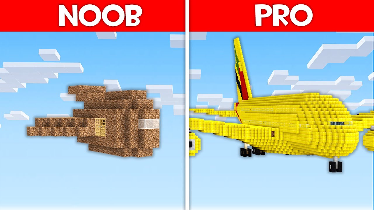 Minecraft Battle: AIRPLANE HOUSE BUILD CHALLENGE - NOOB vs PRO vs ...