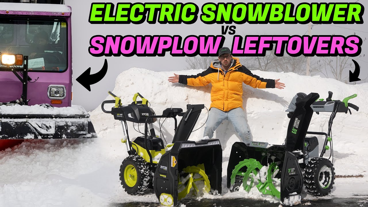 ELECTRIC Snowblower vs SNOWPLOW Leftovers - Ryobi & EGO - YouTube