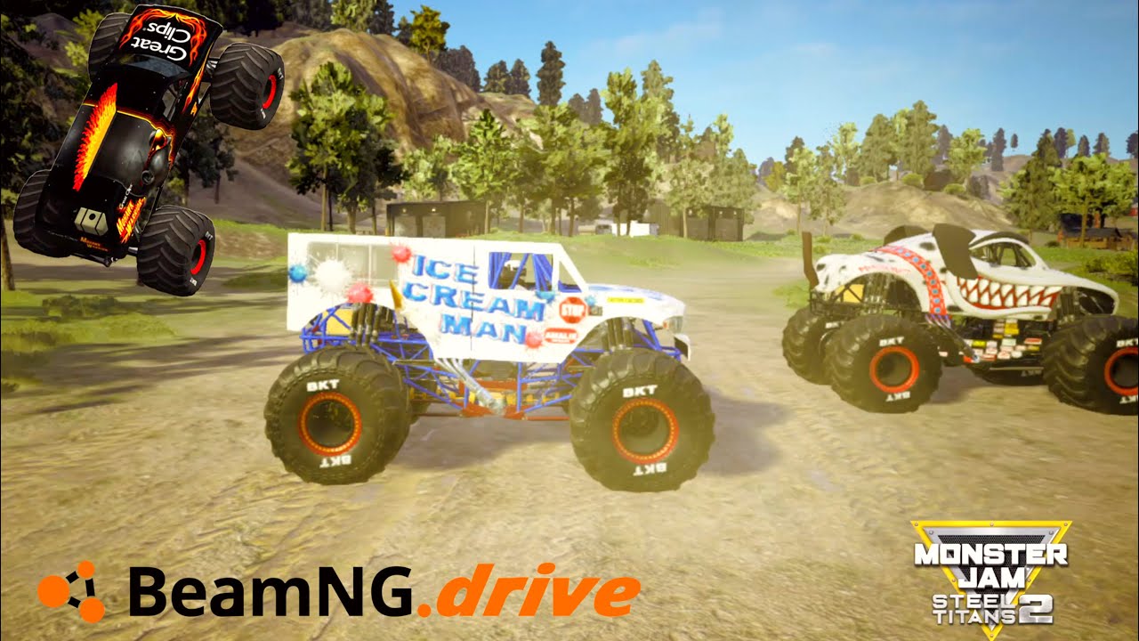 BeamNG Drive & Monster Jam Steel Titans 2 Monster Truck High-Speed ...