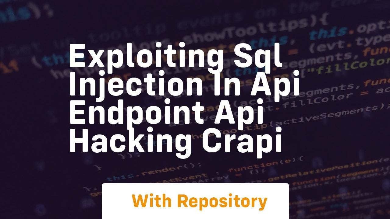 Exploiting Sql Injection In Api Endpoint Api Hacking Crapi Youtube 4295